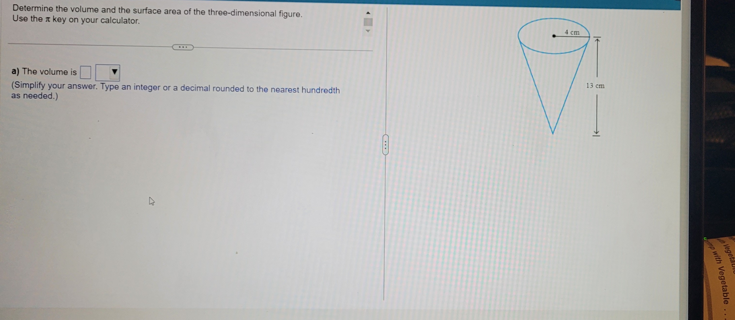 Solved Determine the volume and the surface area of the | Chegg.com