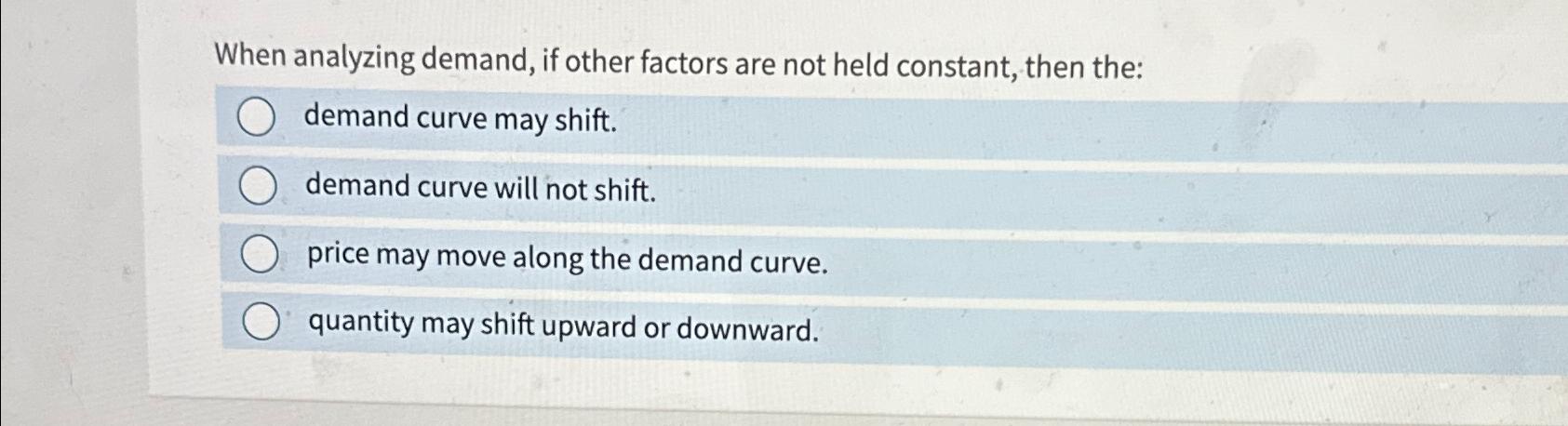 Solved When analyzing demand, if other factors are not held | Chegg.com