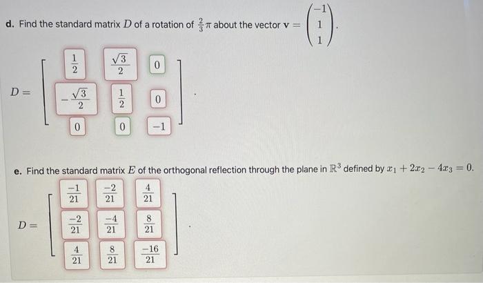Solved a. Find the standard matrix A of the rotation about | Chegg.com
