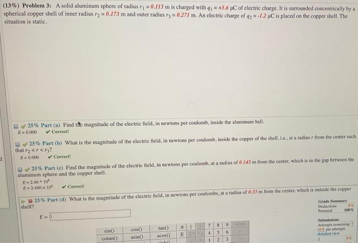Solved (13\%) Problem 3: A solid aluminum sphere of radius | Chegg.com