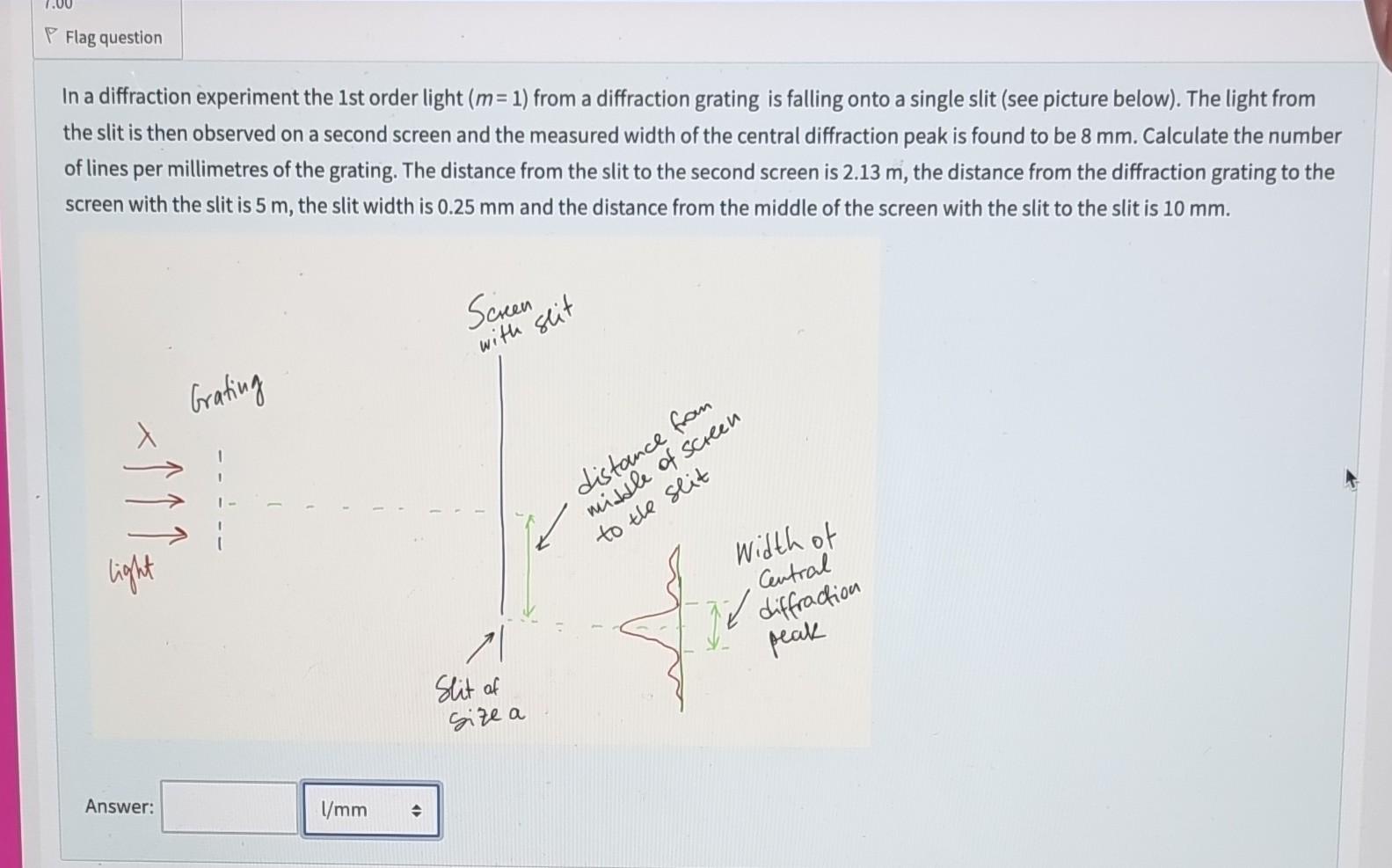 Solved In A Diffraction Experiment The 1st Order Light M 1