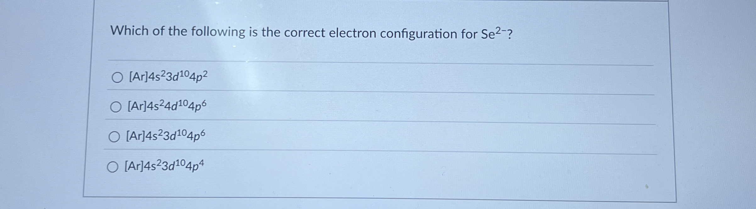 Solved Which of the following is the correct electron | Chegg.com
