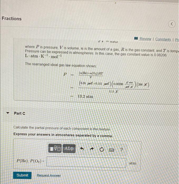 Solved we Worked Example: Partial Pressures and Mole | Chegg.com