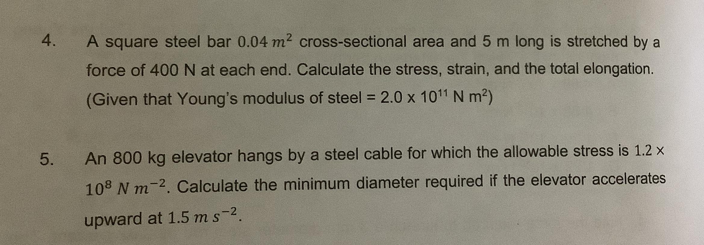 Solved A square steel bar 0.04m2 ﻿cross-sectional area and | Chegg.com