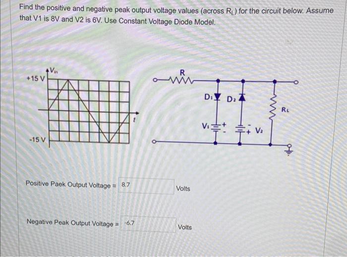 Solved Find the positive and negative peak output voltage | Chegg.com