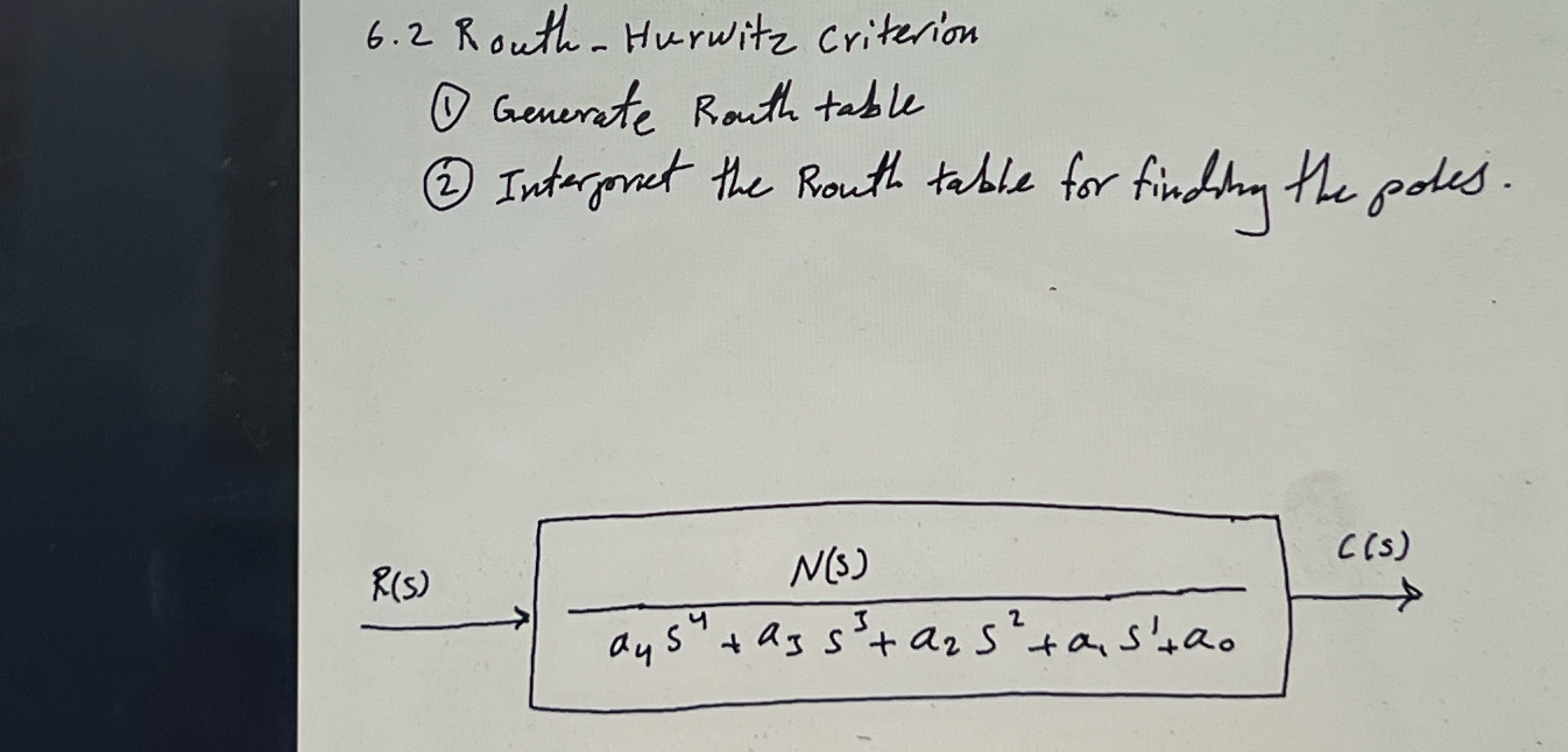 Solved 6.2 ﻿Routh_Hurwitz criterion(1) ﻿Generate Routh | Chegg.com
