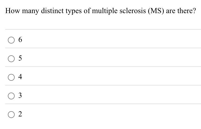 Solved How many distinct types of multiple sclerosis (MS) | Chegg.com
