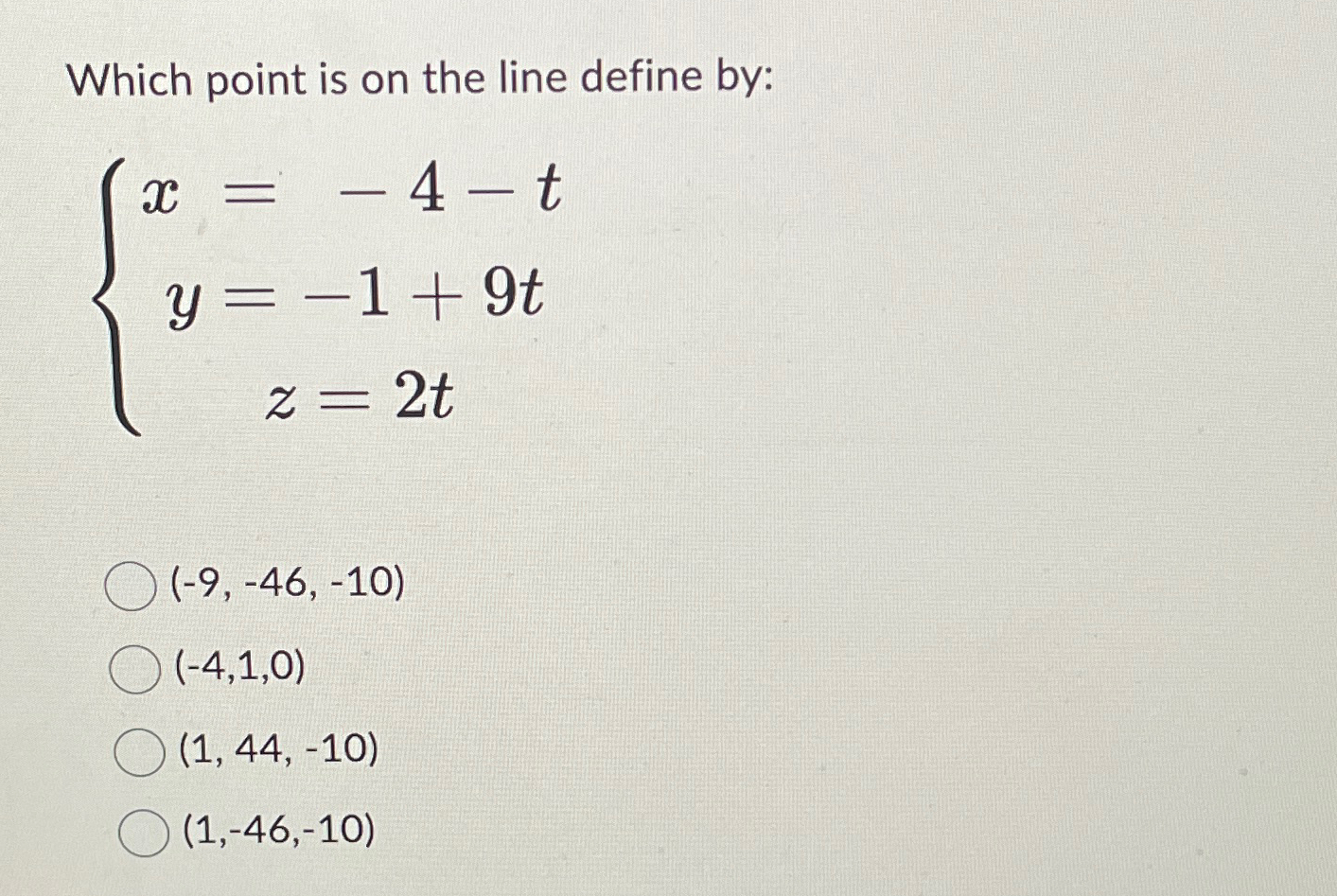 Solved Which point is on the line define | Chegg.com