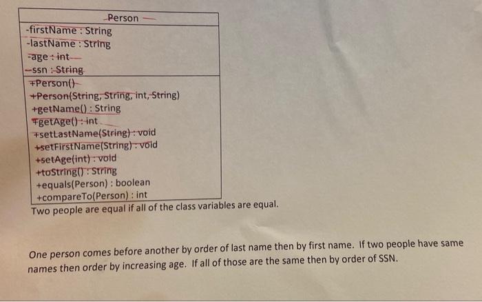 Person -firstName : String -lastName : String -age: | Chegg.com