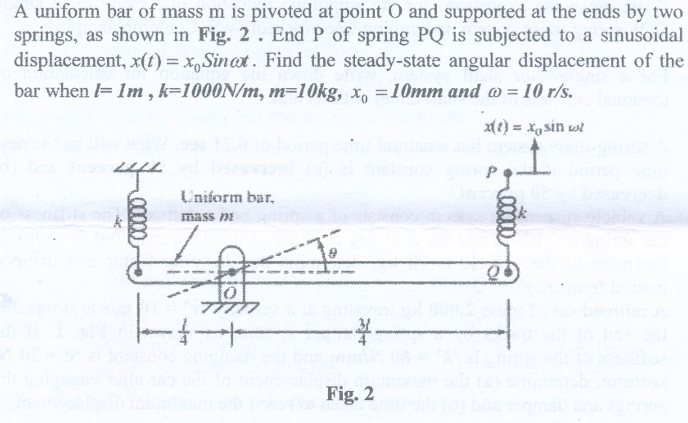 Solved A uniform bar of ﻿mass m is ﻿pivoted at ﻿point O ﻿and | Chegg.com
