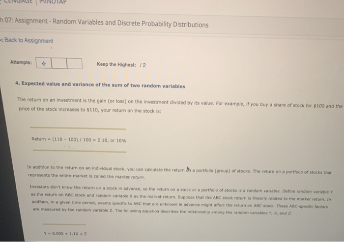 Solved th07: Assignment - Random Variables and Discrete | Chegg.com