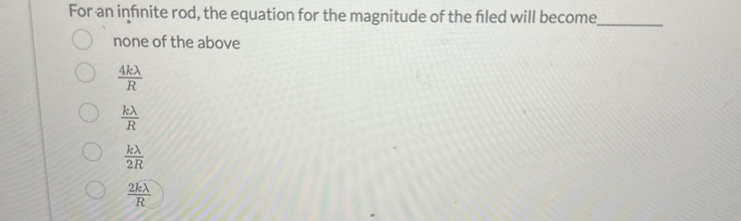 Solved For an infinite rod, the equation for the magnitude | Chegg.com