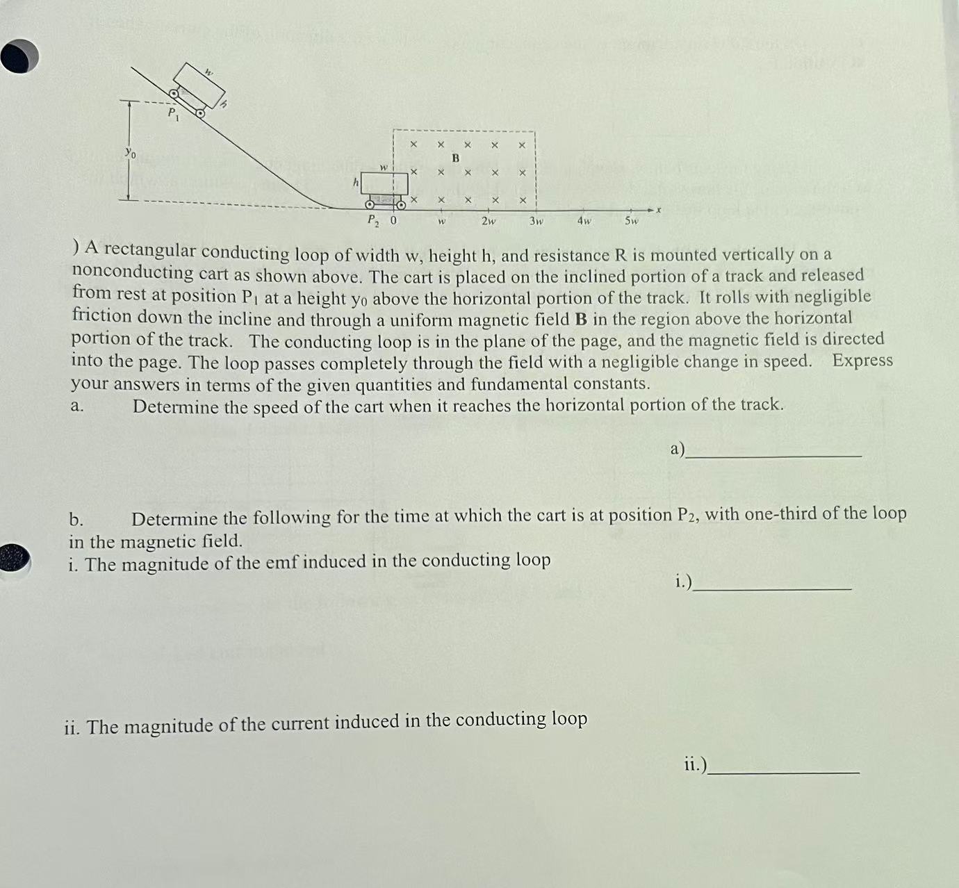 A rectangular conducting loop of width w , ﻿height | Chegg.com