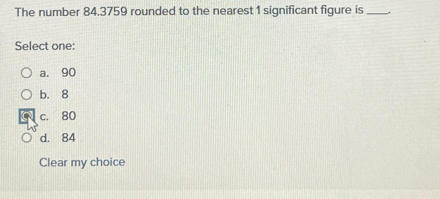 Solved The number 84.3759 ﻿rounded to the nearest 1 | Chegg.com