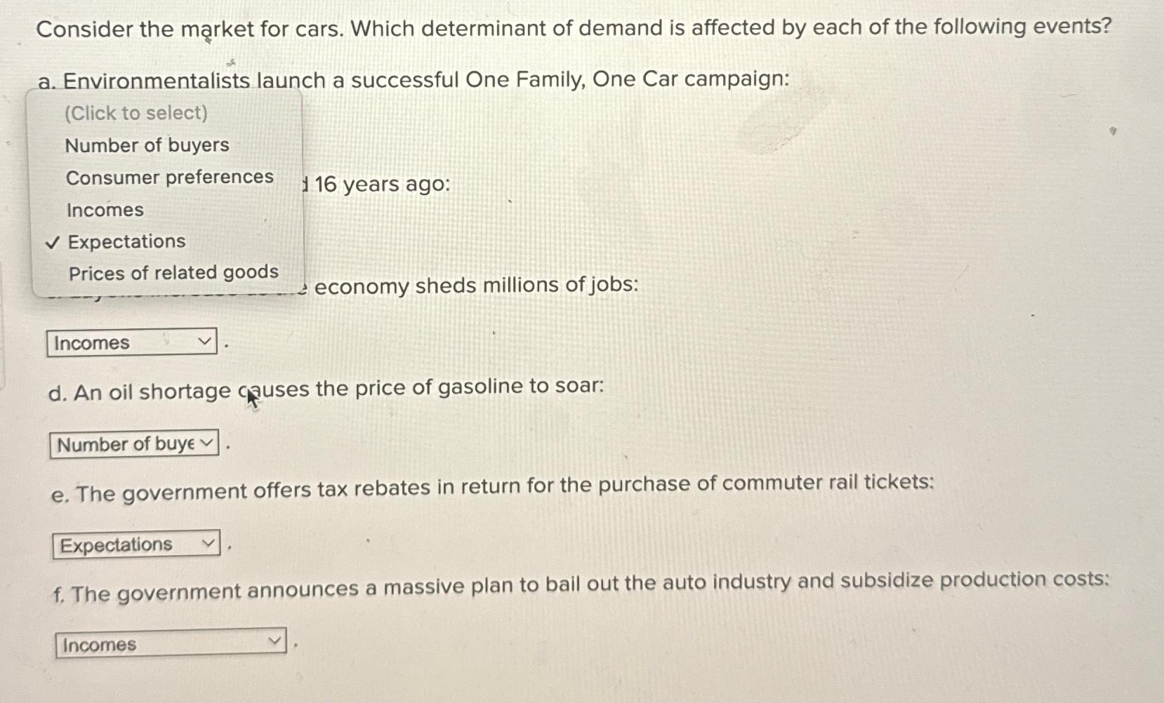 Solved Consider the market for cars. Which determinant of | Chegg.com