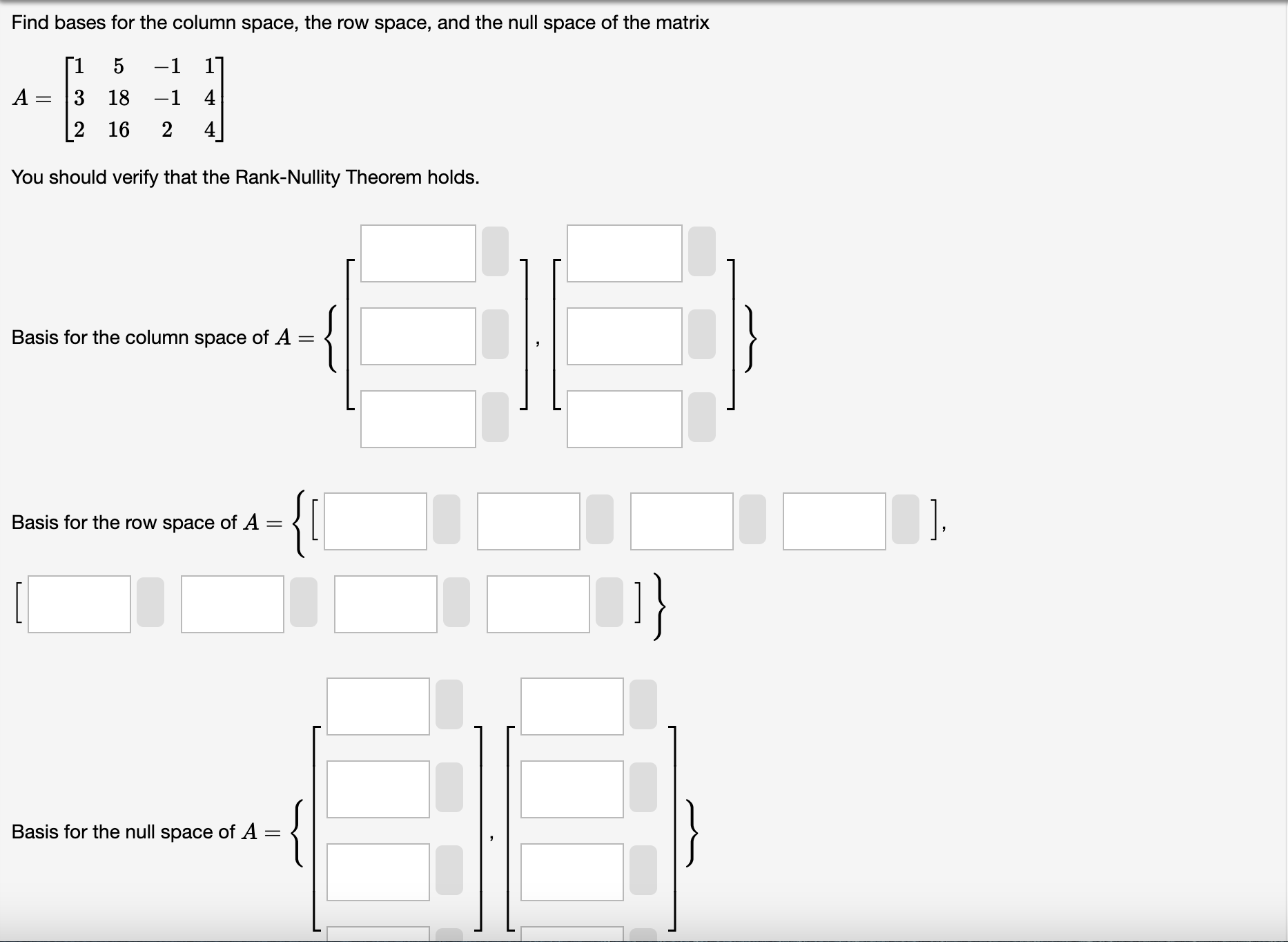 Solved Find bases for the column space, the row space, and | Chegg.com Solved Find bases for the column space, the row space, and | Chegg.com