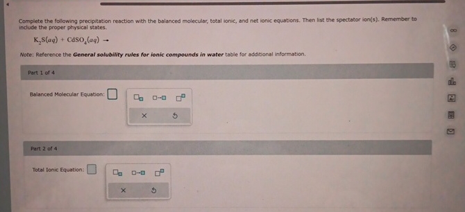 Solved Complete the following precipitation reaction with | Chegg.com