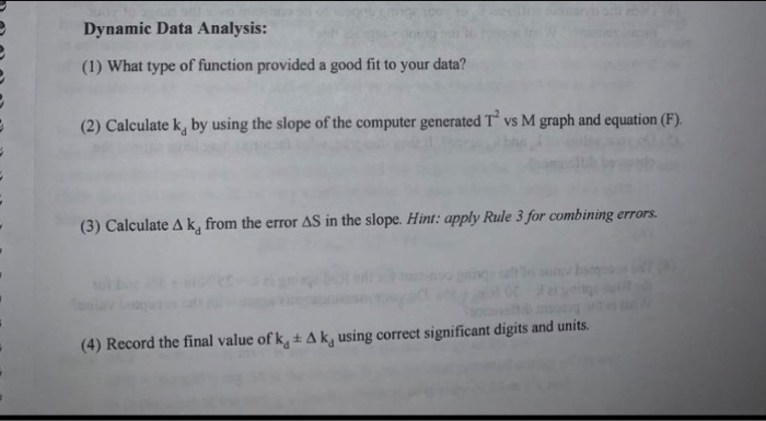 Solved Dynamic Data Analysis: (1) What type of function | Chegg.com
