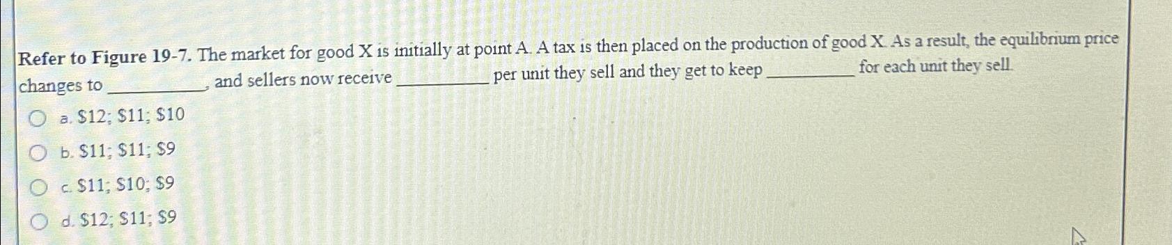 Solved Refer to Figure 19-7. ﻿The market for good x ﻿is | Chegg.com