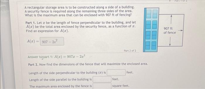 Solved A rectangular storage area is to be constructed along | Chegg.com