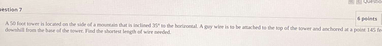 Solved lestion 76 ﻿pointsA 50 ﻿foot tower is located on the | Chegg.com