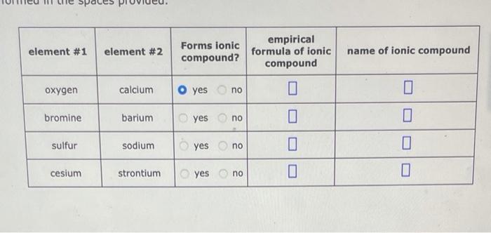 Solved \begin{tabular}{|c|c|c|c|c|} \hline element #1 & | Chegg.com