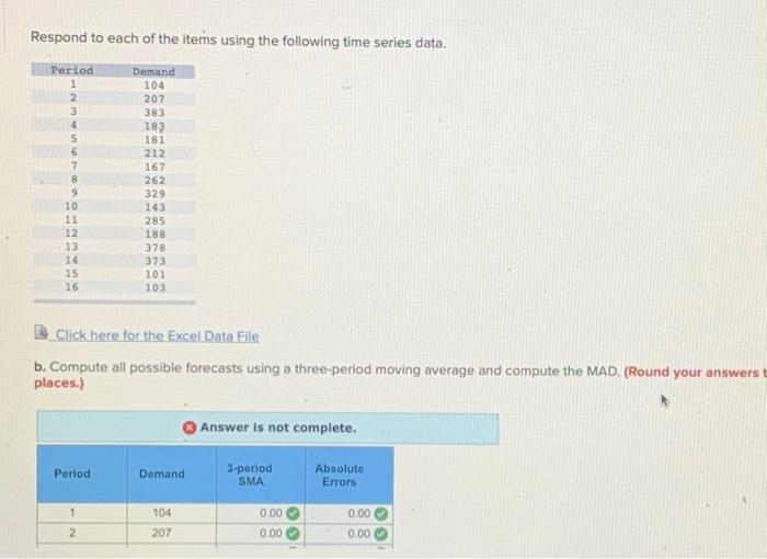 Solved Respond to each of the items using the following time | Chegg.com