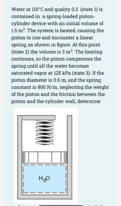 Solved Water at 110°C and quality 0.3 (state 1) is contained | Chegg.com