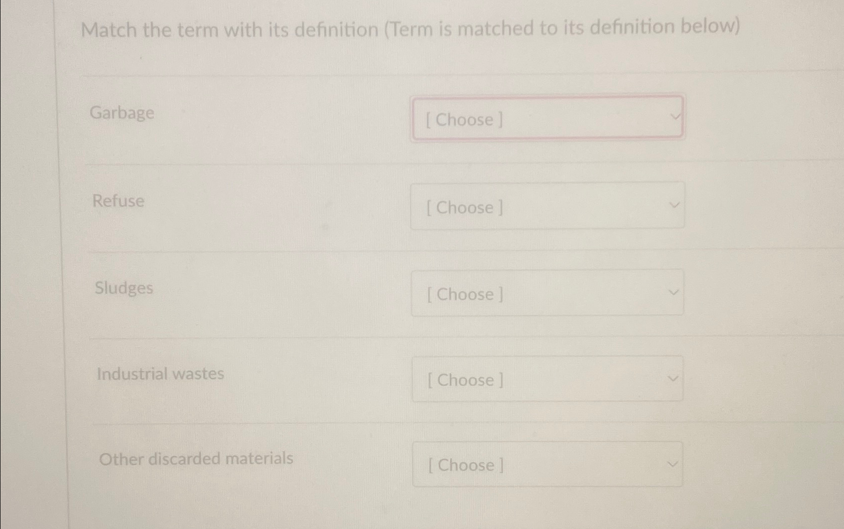 Solved Match the term with its definition (Term is matched | Chegg.com