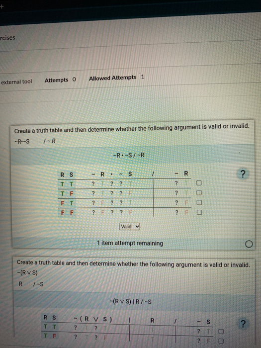 Solved rcises external tool Attempts o Allowed Attempts 1 | Chegg.com