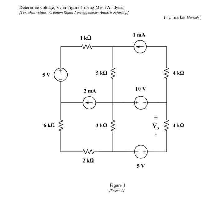 Solved Determine voltage, Vx in Figure I using Mesh | Chegg.com