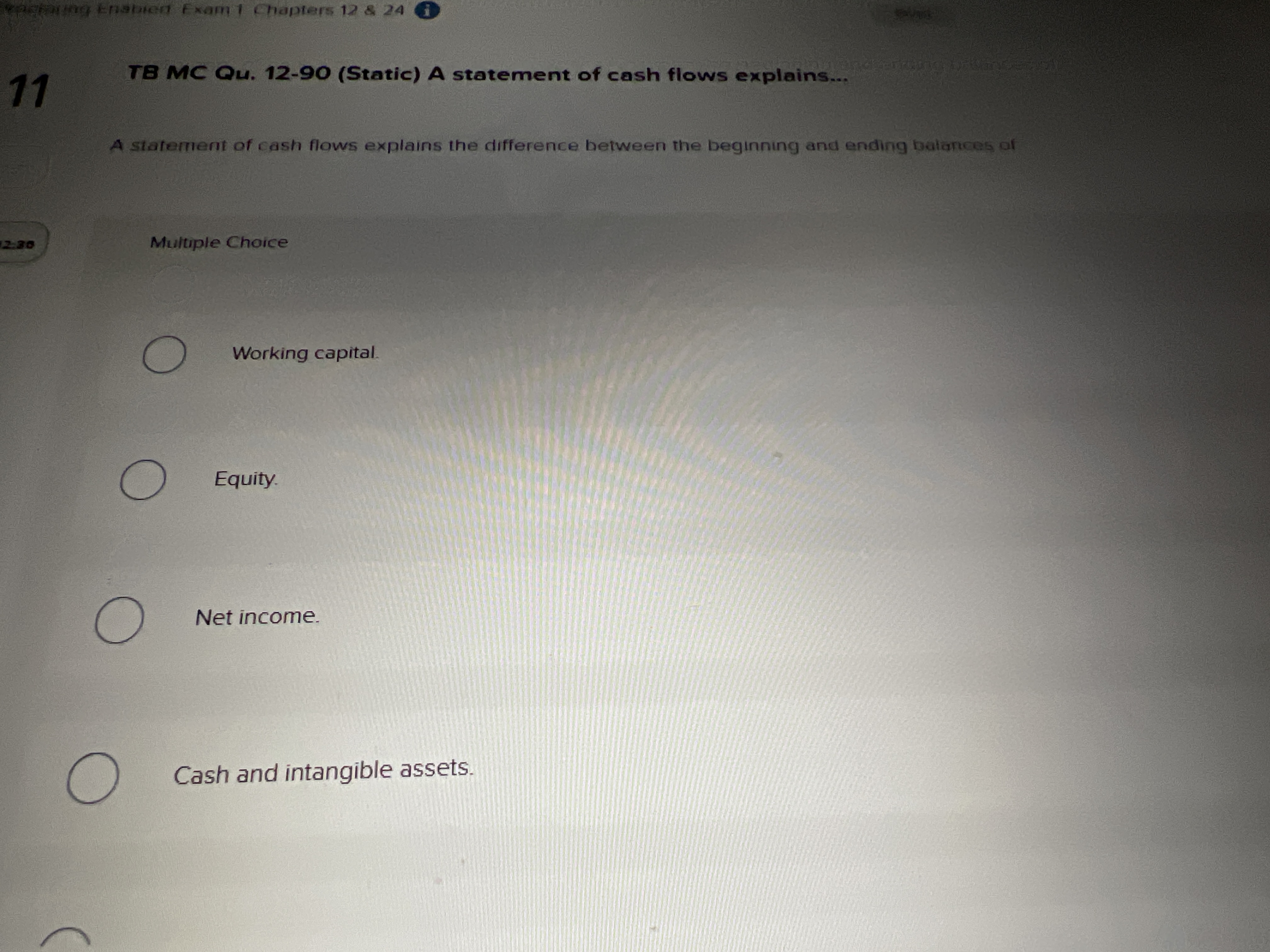 Solved TB MC Qu. 12-90 (Static) ﻿A statement of cash flows | Chegg.com