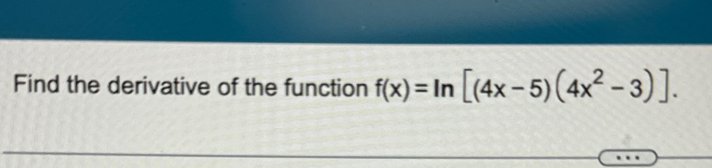 Solved Find the derivative of the function | Chegg.com