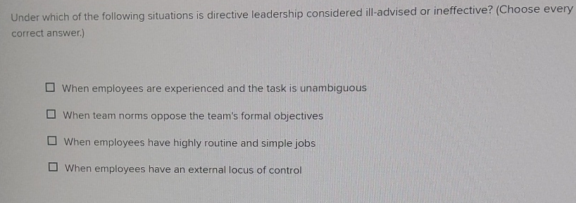 Solved Under which of the following situations is directive | Chegg.com