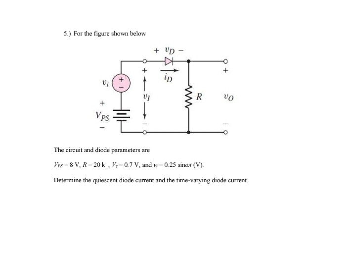 Solved 5.) For the figure shown below + UD + id v; w R vo | Chegg.com