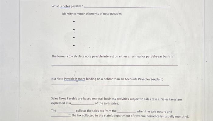 Solved What is notes payable? Identify common elements of | Chegg.com