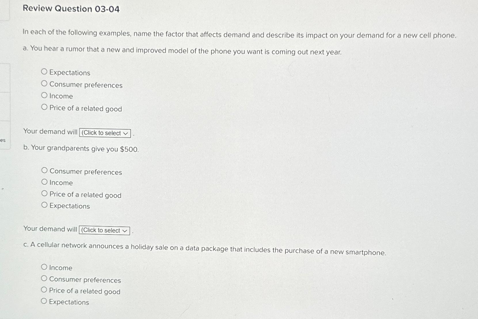 Solved Review Question 03-04In each of the following | Chegg.com