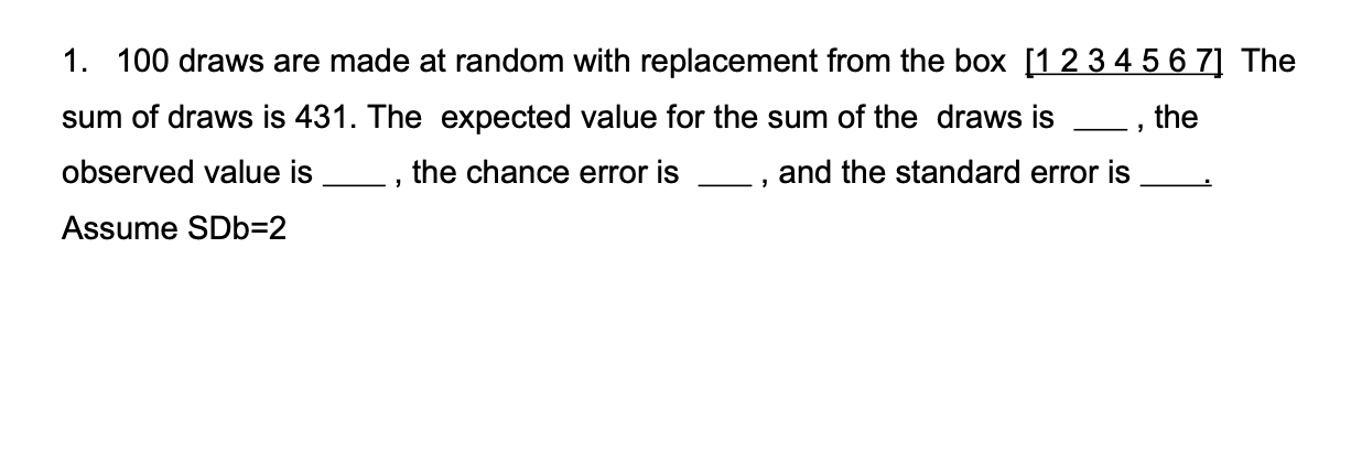 Solved 100 ﻿draws are made at random with replacement from | Chegg.com