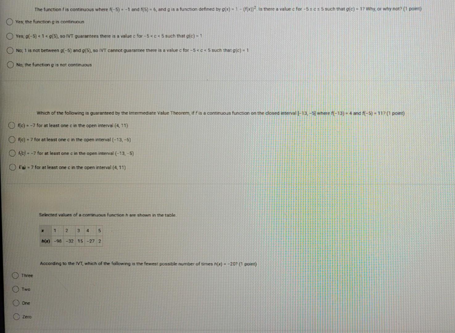 Solved The Function F Is Continuous Where F −5 −1 And