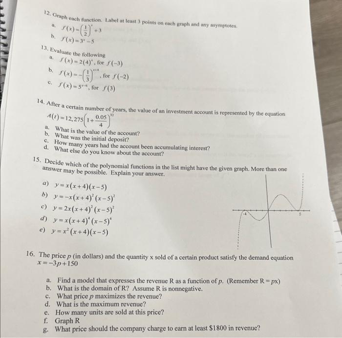 Solved 12. Graph each function. Label at least 3 points on | Chegg.com