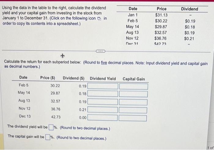 Solved Using the data in the table to the right, calculate | Chegg.com