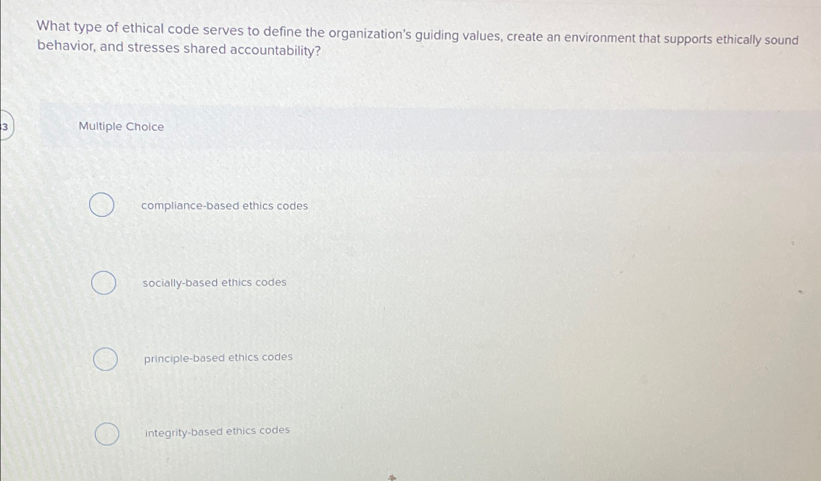 Solved What type of ethical code serves to define the | Chegg.com
