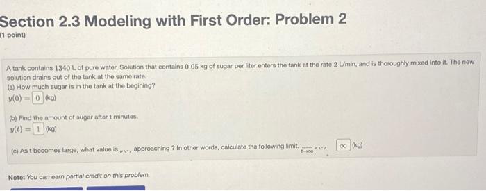 Solved Section 2 3 Modeling With First Order Problem 2 1