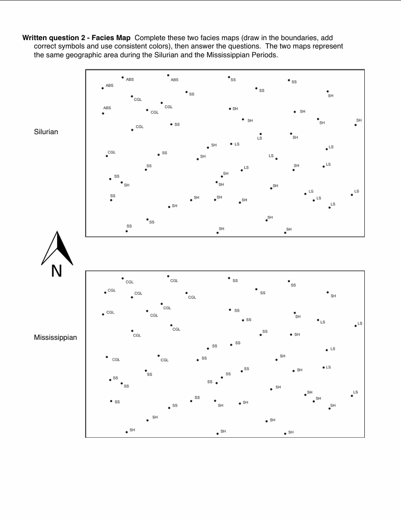 Solved Written question 2- ﻿Facies Map Complete these two | Chegg.com