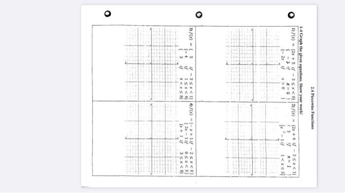 Solved 2.4 Piecewise Functiens 1-4 Graph the piven | Chegg.com