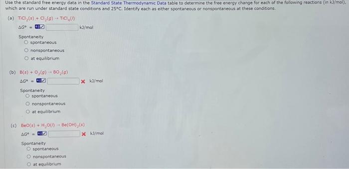 Solved Standard State Thermodynamic DataUse the standard | Chegg.com