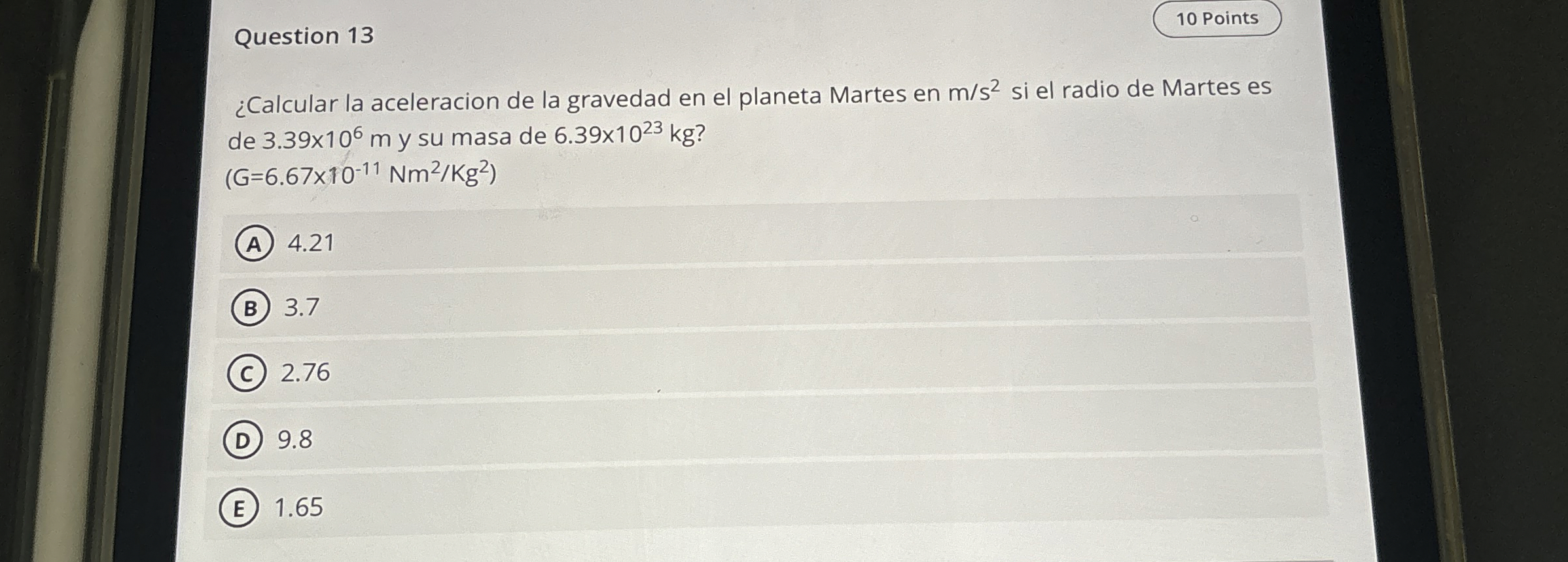 Solved Question 1310 ﻿Points¿Calcular la aceleracion de la | Chegg.com