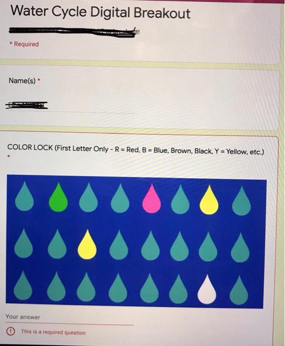 Solved Water Cycle Digital Breakout *Required Name(s) COLOR | Chegg.com
