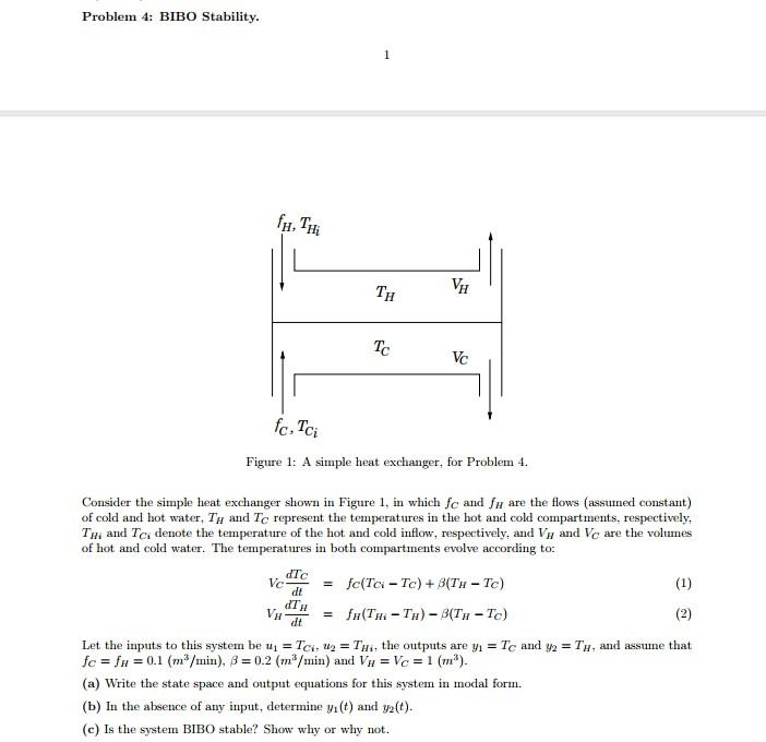 Solved Problem 4: BIBO Stability. 1 TH, THỊ TH Vн TC VC fc. | Chegg.com