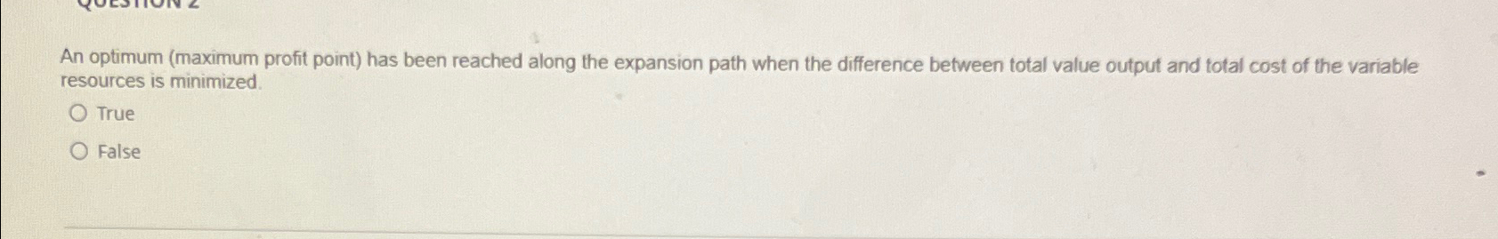Solved An optimum (maximum profit point) ﻿has been reached | Chegg.com